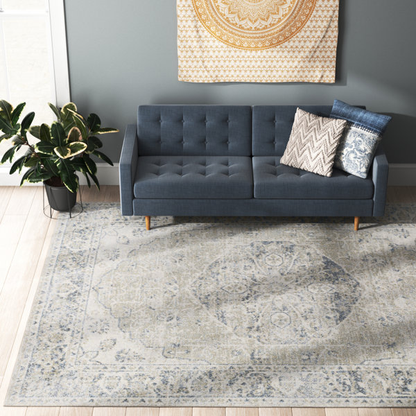 Langley Street Watts Machine Washable Oriental Gray/Blue Area Rug & Reviews | Wayfair